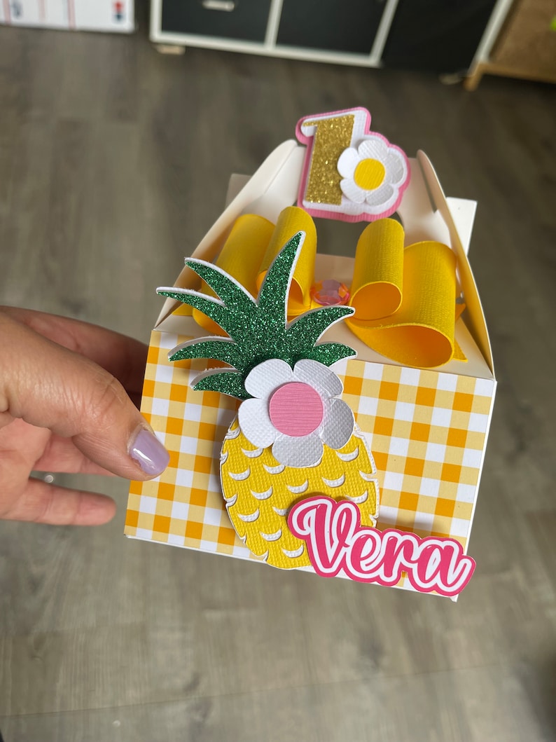 Pineapple Party Favor Box, Pineapple Birthday Theme, Pineapple Birthday ...