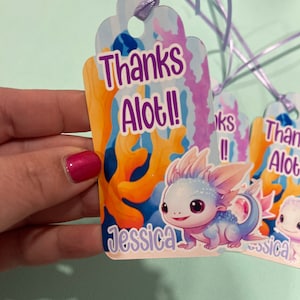Axolotl Thank You Tag,axolotl Birthday Decoration, Axolotl Party Tag ...