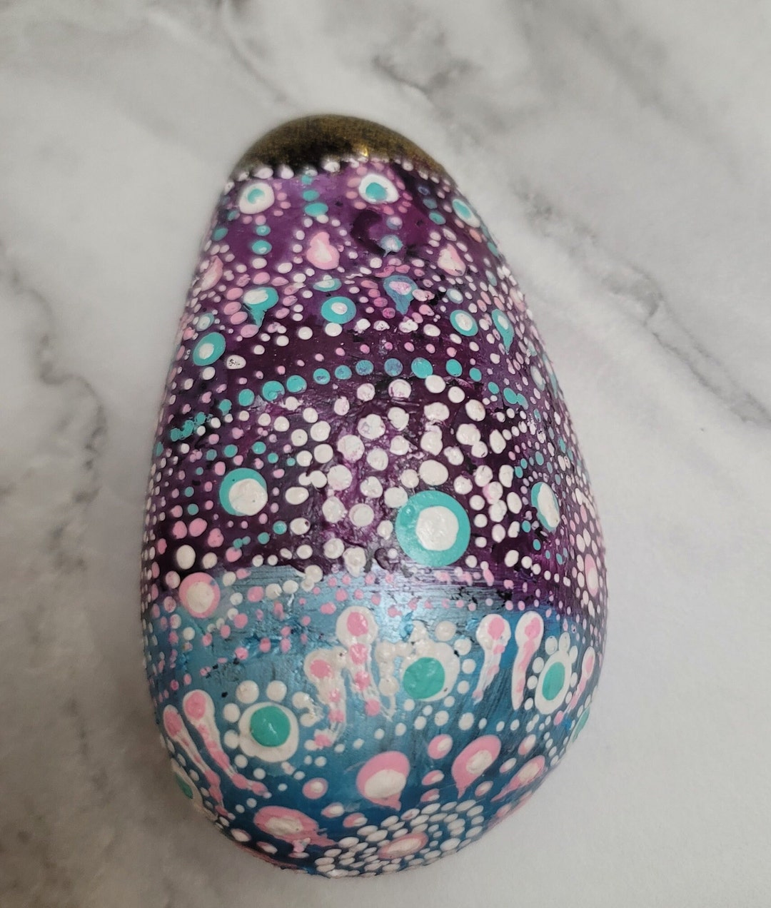 Dot Acrylic Painted Rock Art -garden Rock- Delicate Painted Stone ...