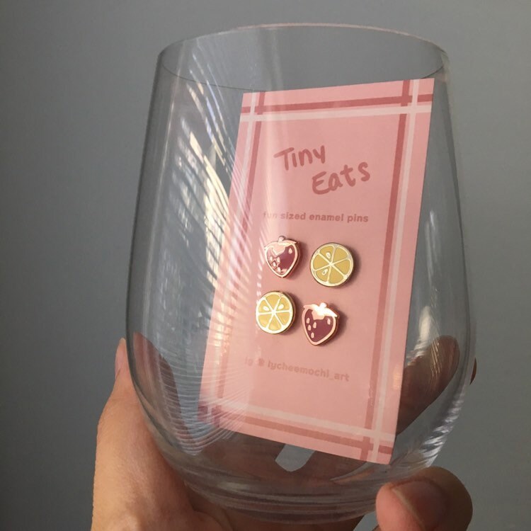 Tiny Eats Strawberry Pin Lemon Pin Fruit Pin Enamel Pin | Etsy