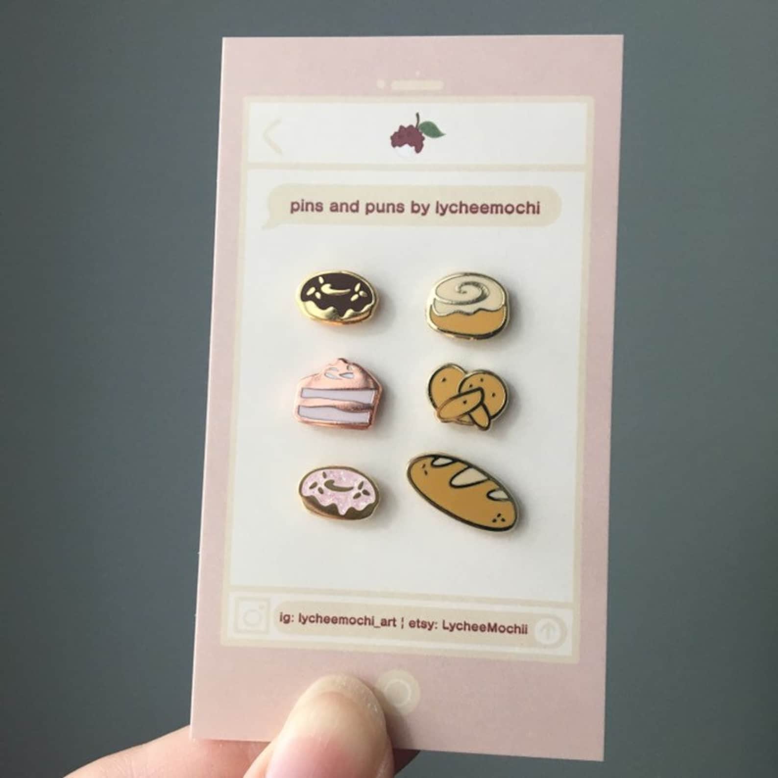 Tiny Eats Pretzel Pin, Cinnamon Bun Pin, Baguette Pin, Board Filler Pin ...