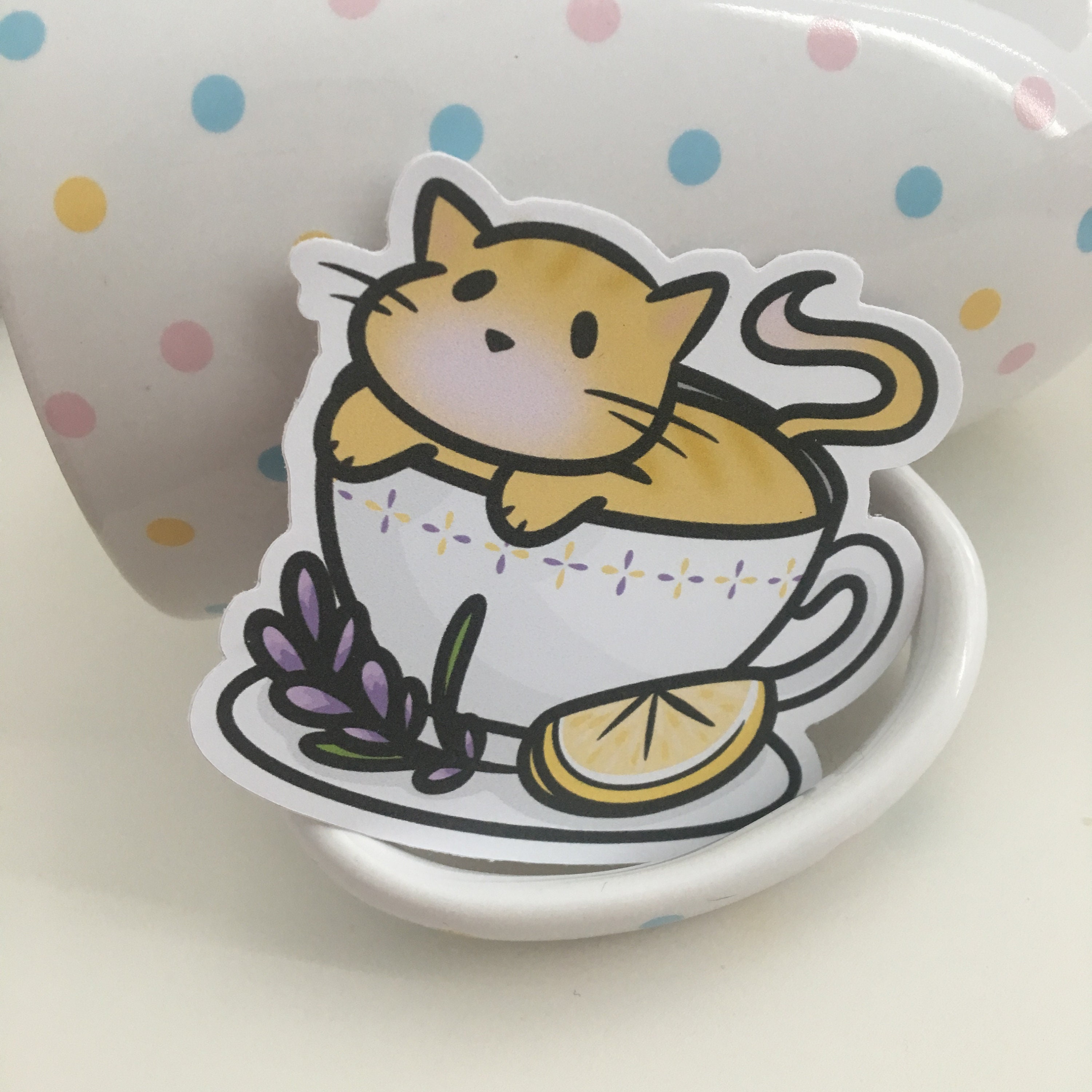 Lemon Lavender Cat Sticker Cat Vinyl Sticker Lemon Sticker | Etsy