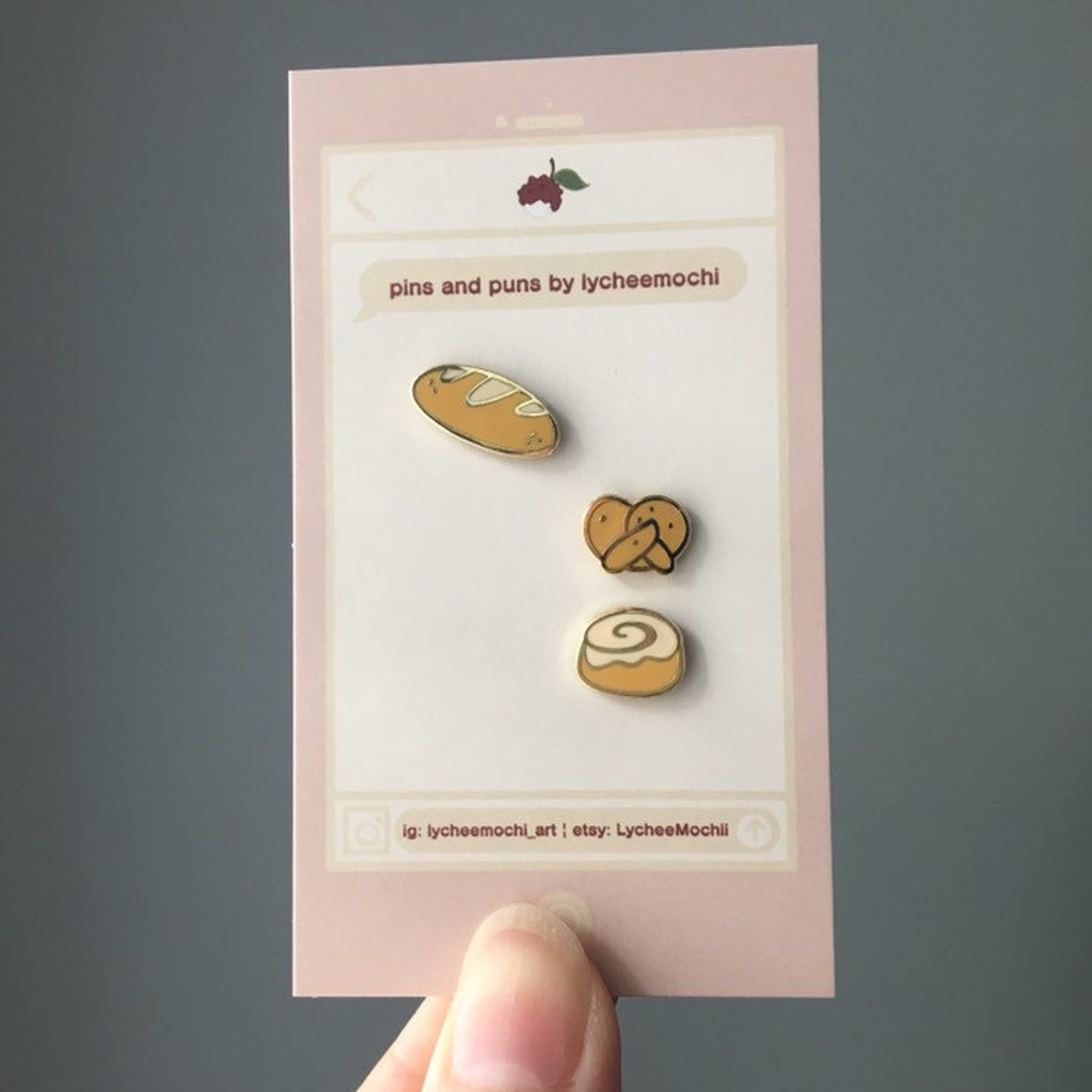 Tiny Eats Pretzel Pin, Cinnamon Bun Pin, Baguette Pin, Board Filler Pin ...