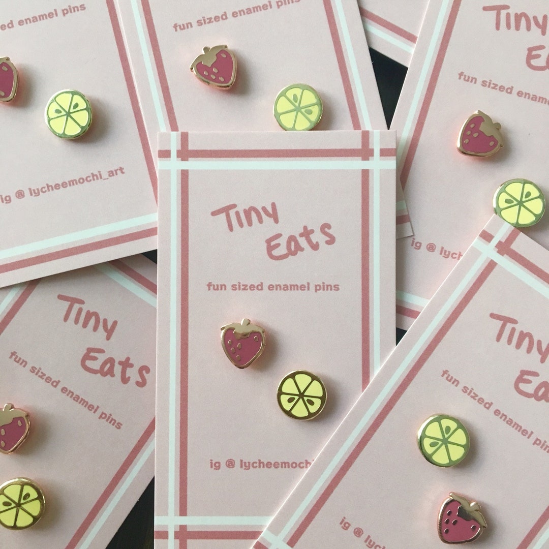 Tiny Eats Strawberry Pin, Lemon Pin, Fruit Pin, Enamel Pin, Board ...