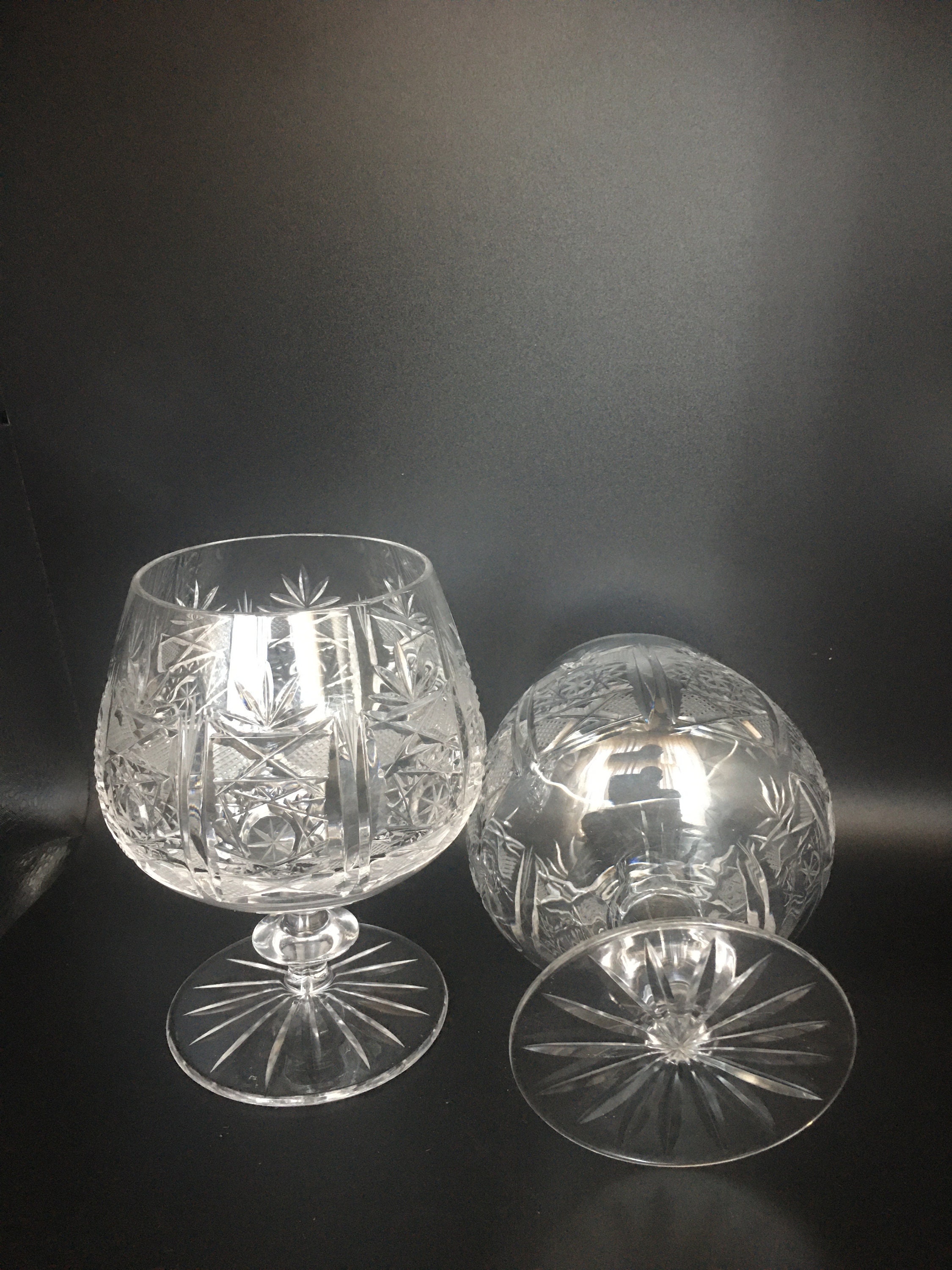 Set of 2 Natchamann West Germany Cut Crystal Small Cognac Balloon ...