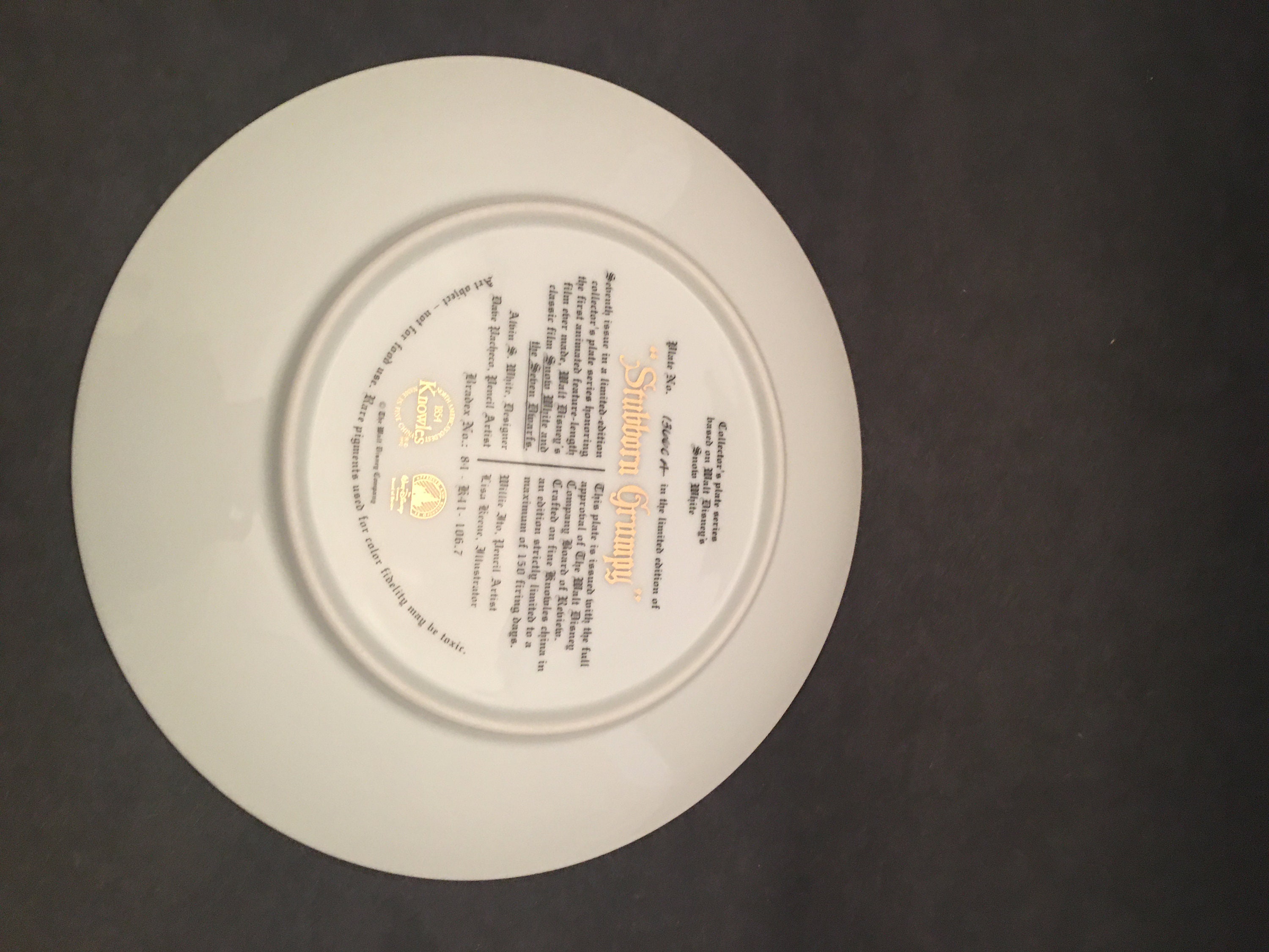Walt Disney Snow White stubborn Grumpy Knowles Limited Collector Plate ...