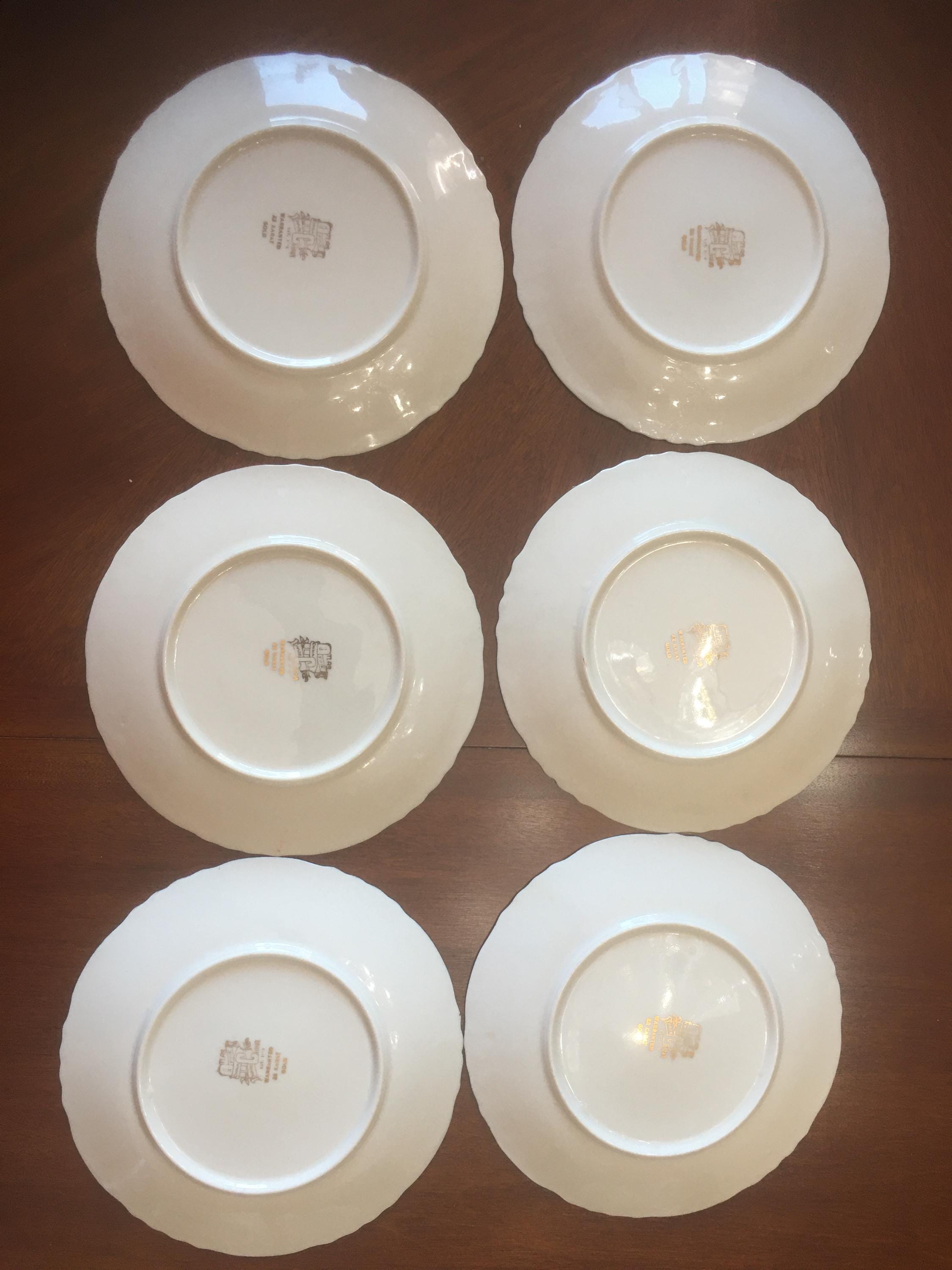 A Lot of 6 Atlas Fine Chinaware Warranted 22 Karat Gold 7” Decorative ...
