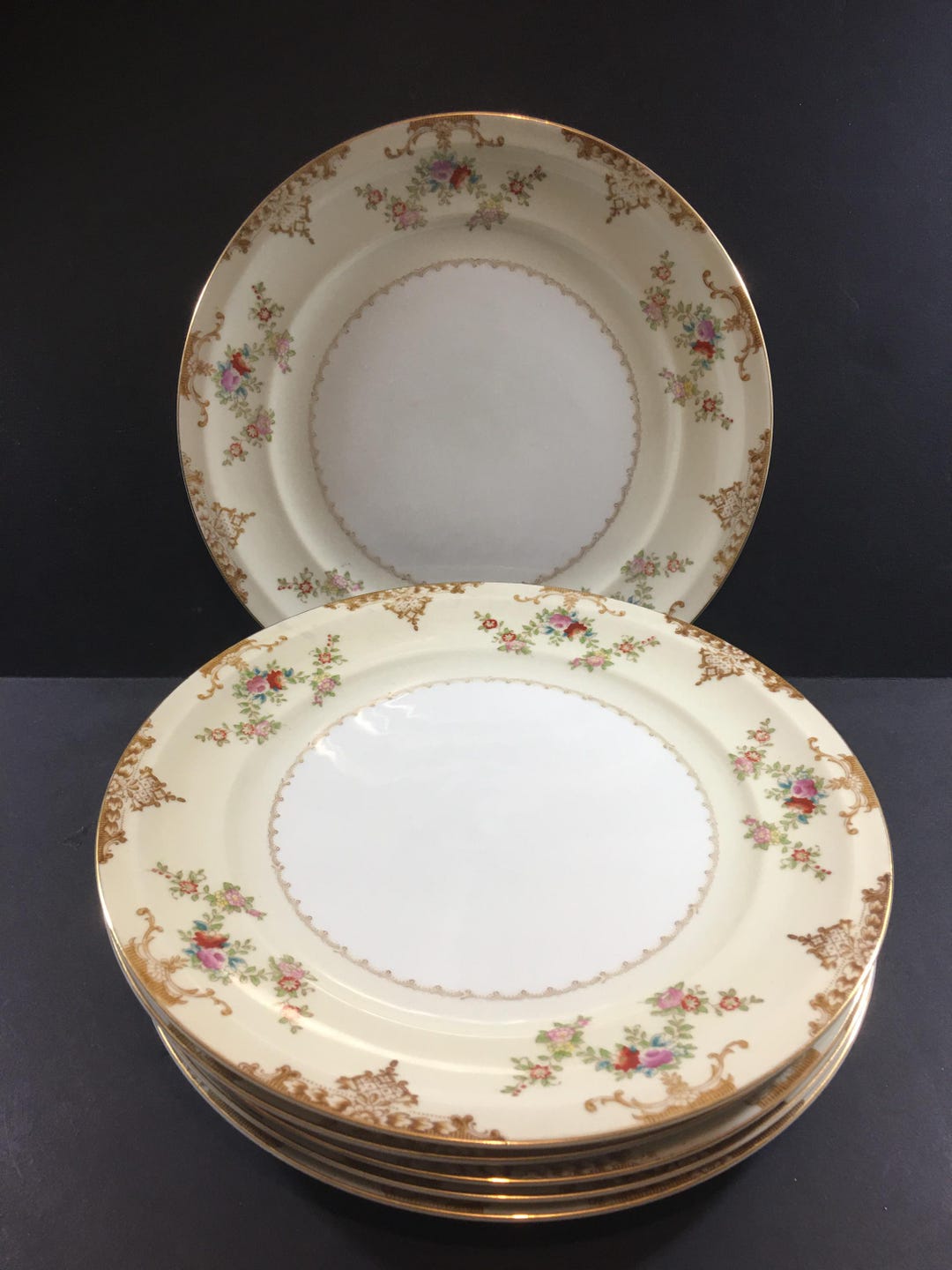 Set of 6 Crown Ivory China Made in Occupied Japan 7 3/4" in Diameter ...