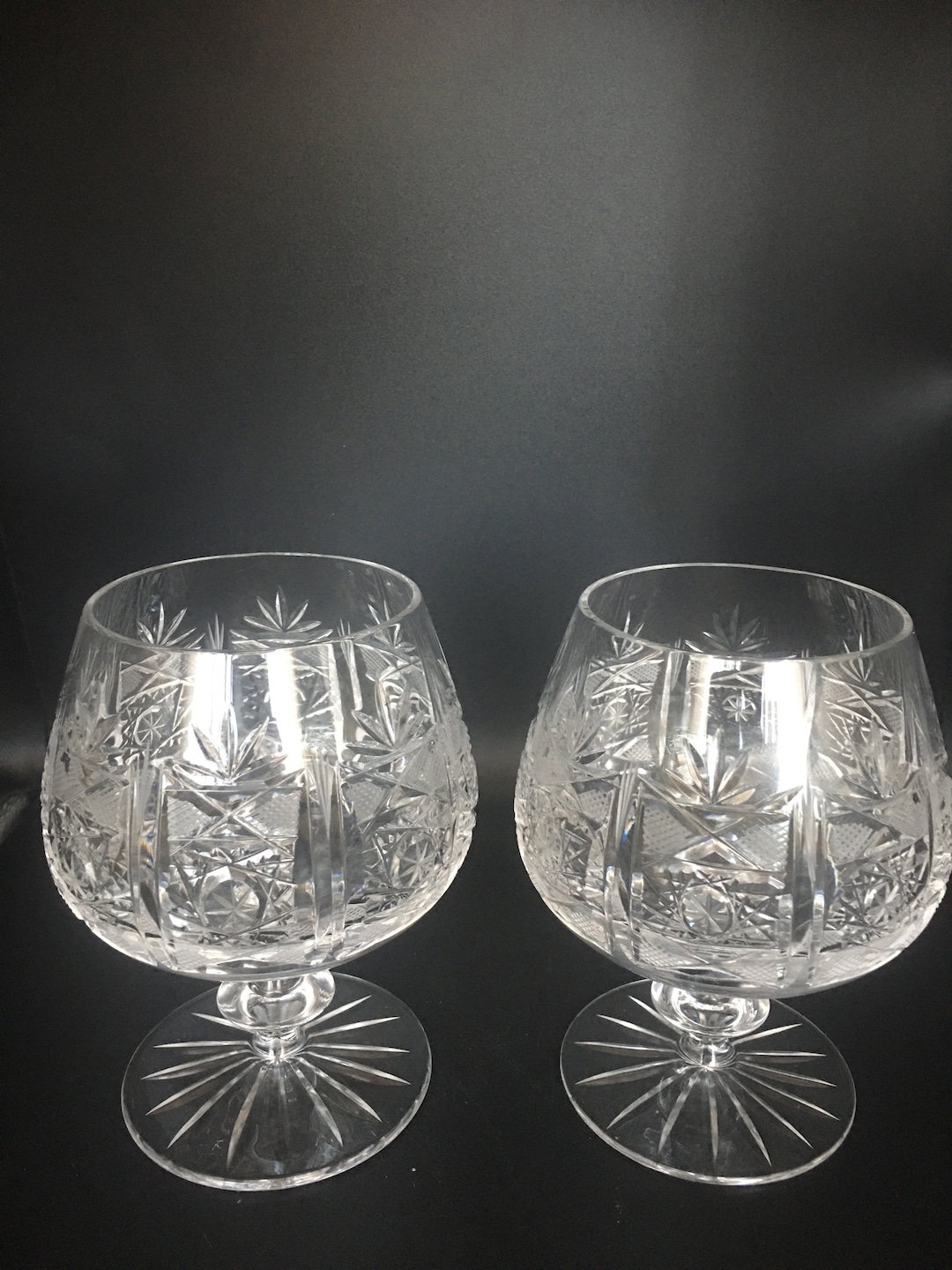 Set of 2 Natchamann West Germany Cut Crystal Small Cognac Balloon ...