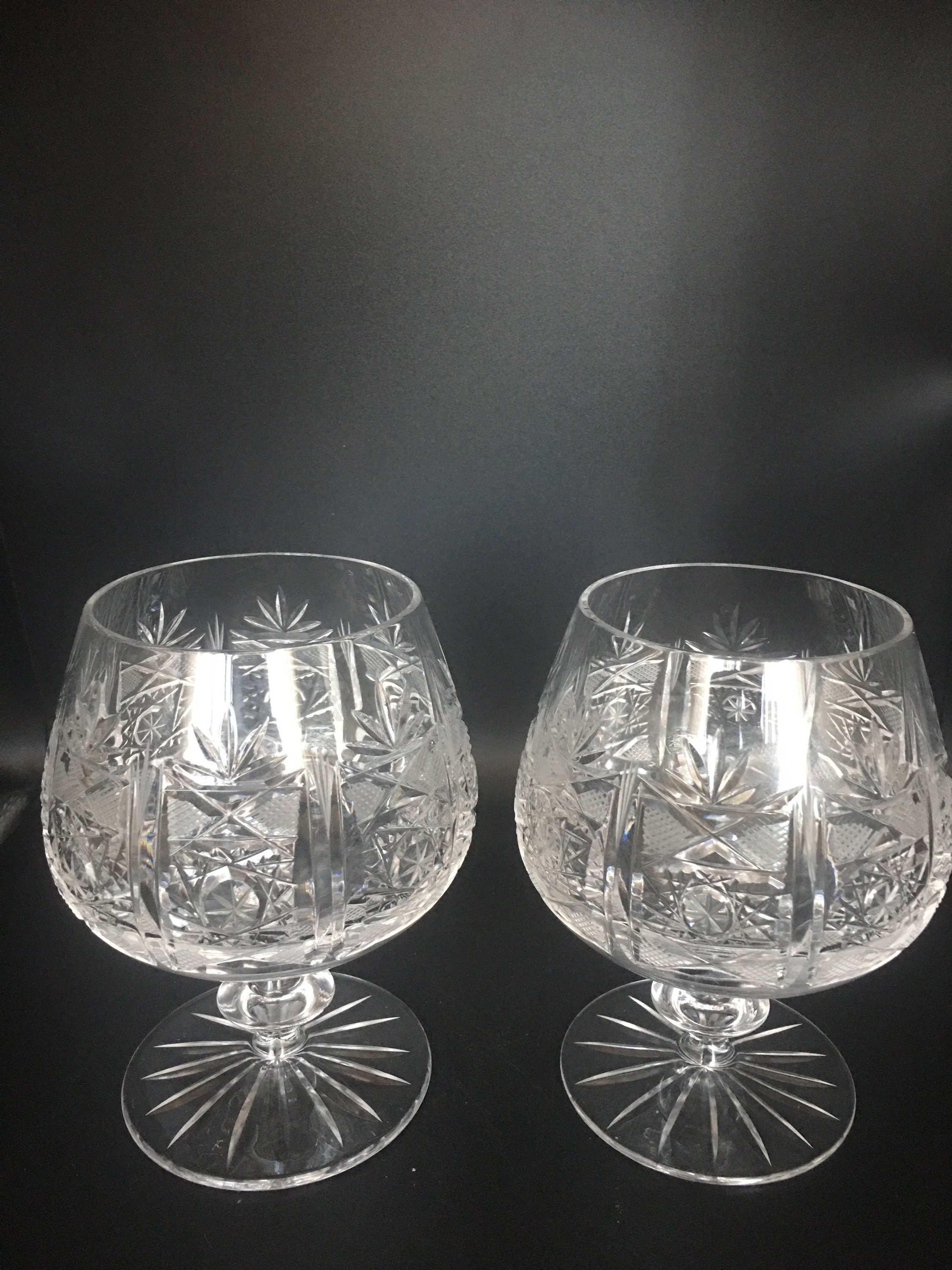 Set of 2 Natchamann West Germany Cut Crystal Small Cognac Balloon ...