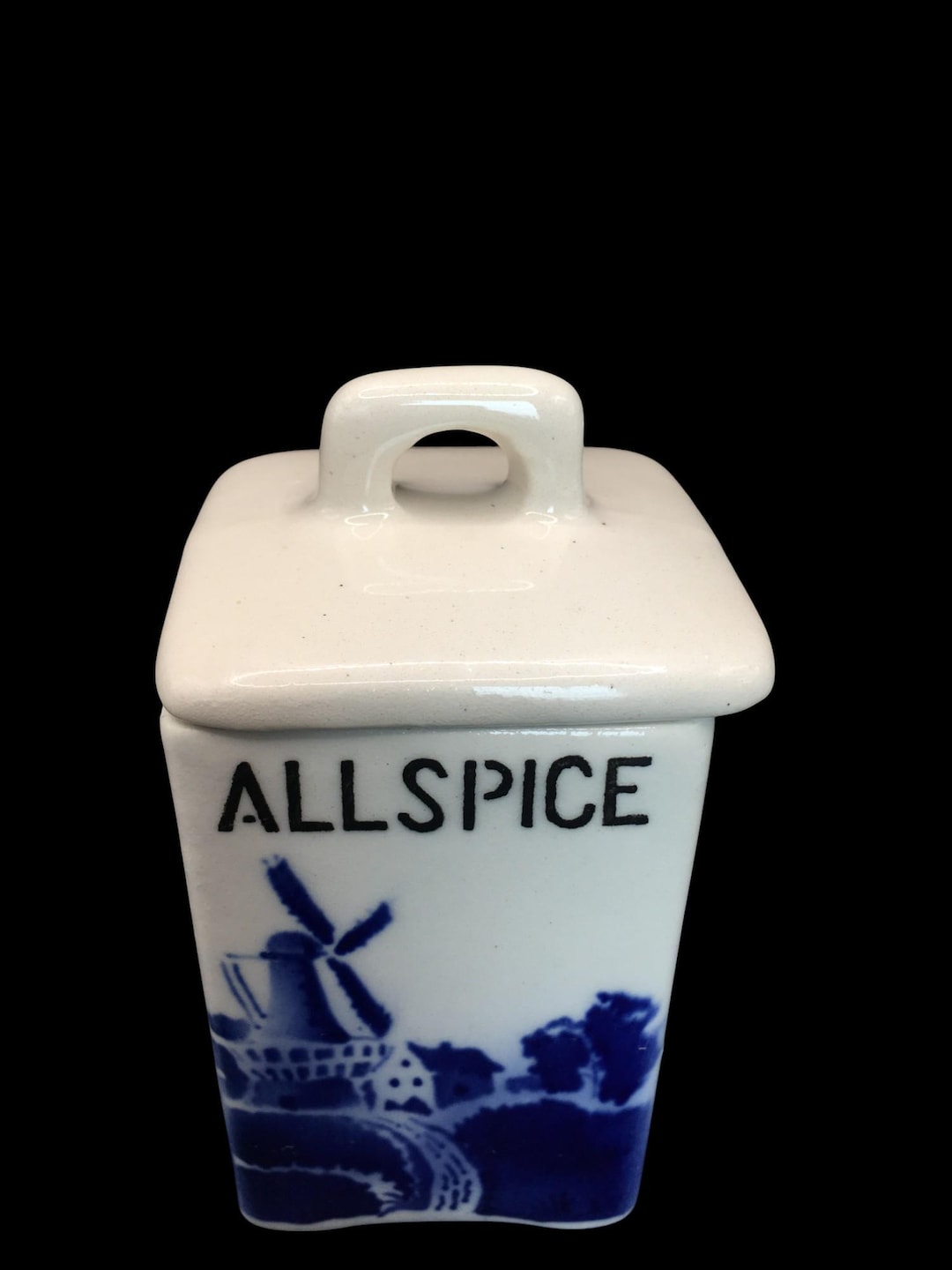 Vintage Czechoslovakia Delft Blue "allspice" Spice Ceramic Jar With Lid. - Etsy