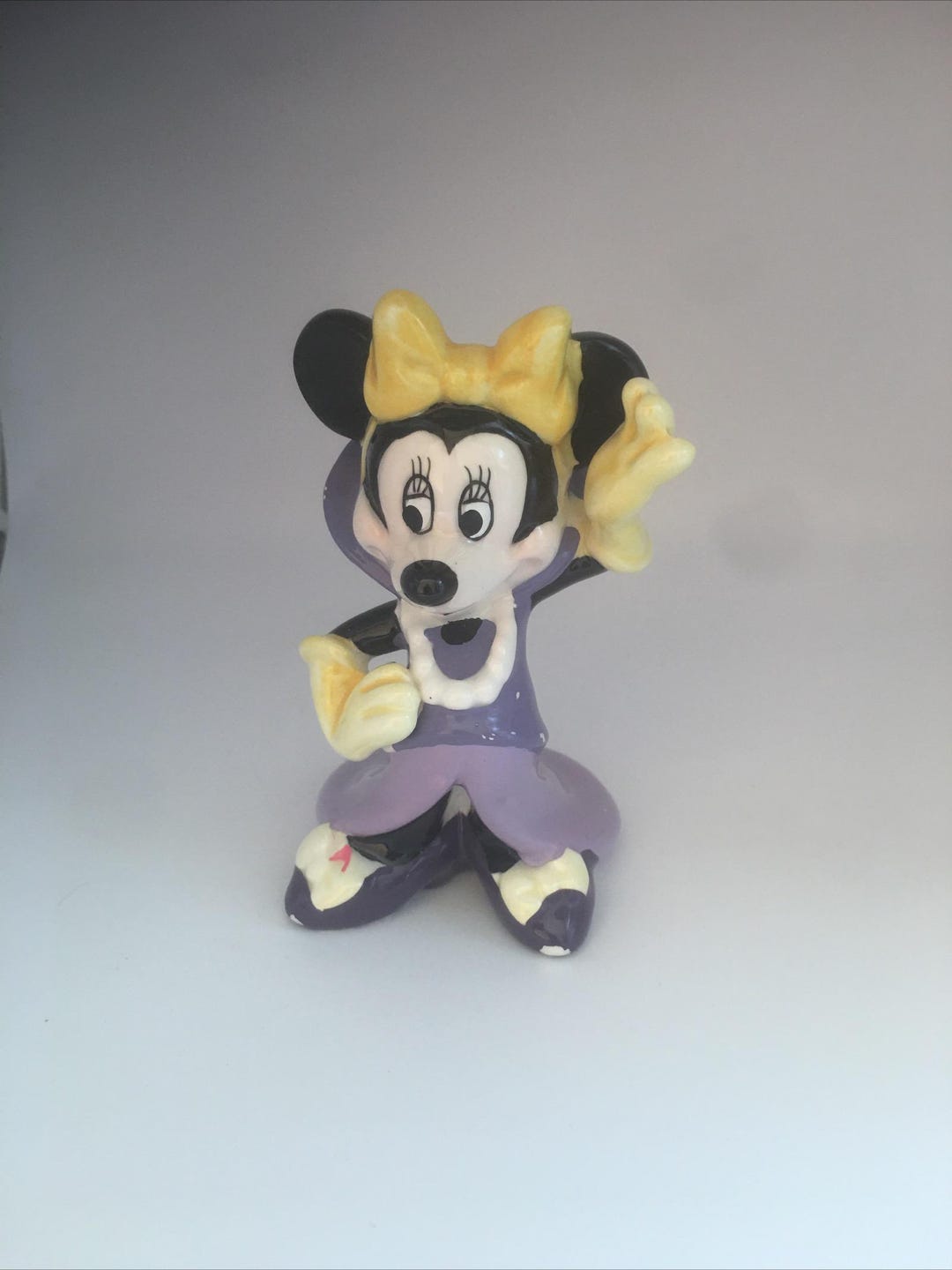 Vintage Walt Disney's "minnie Mouse in Purple Dress" Ceramic Figurine ...