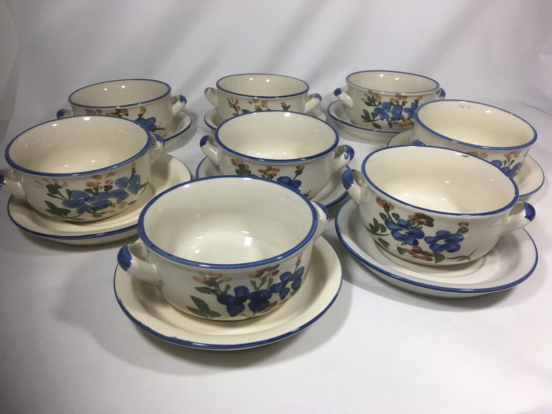 Lot of 8 Chi Kiang Stoneware China Soup Bowls With Plates. - Etsy