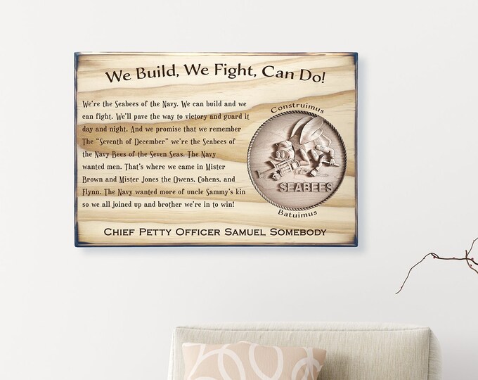 Personalized U.S. Navy Seabee Can Do Plaque Gift for Seabee Sailor ...