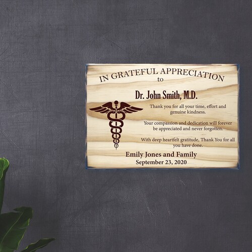 Doctor Appreciation Plaque MD Thank You Recognition Gift - Etsy