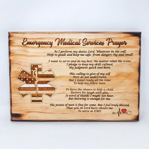 EMS Prayer Plaque, EMT Gift, Paramedic, Emergency Medical Services Gift ...