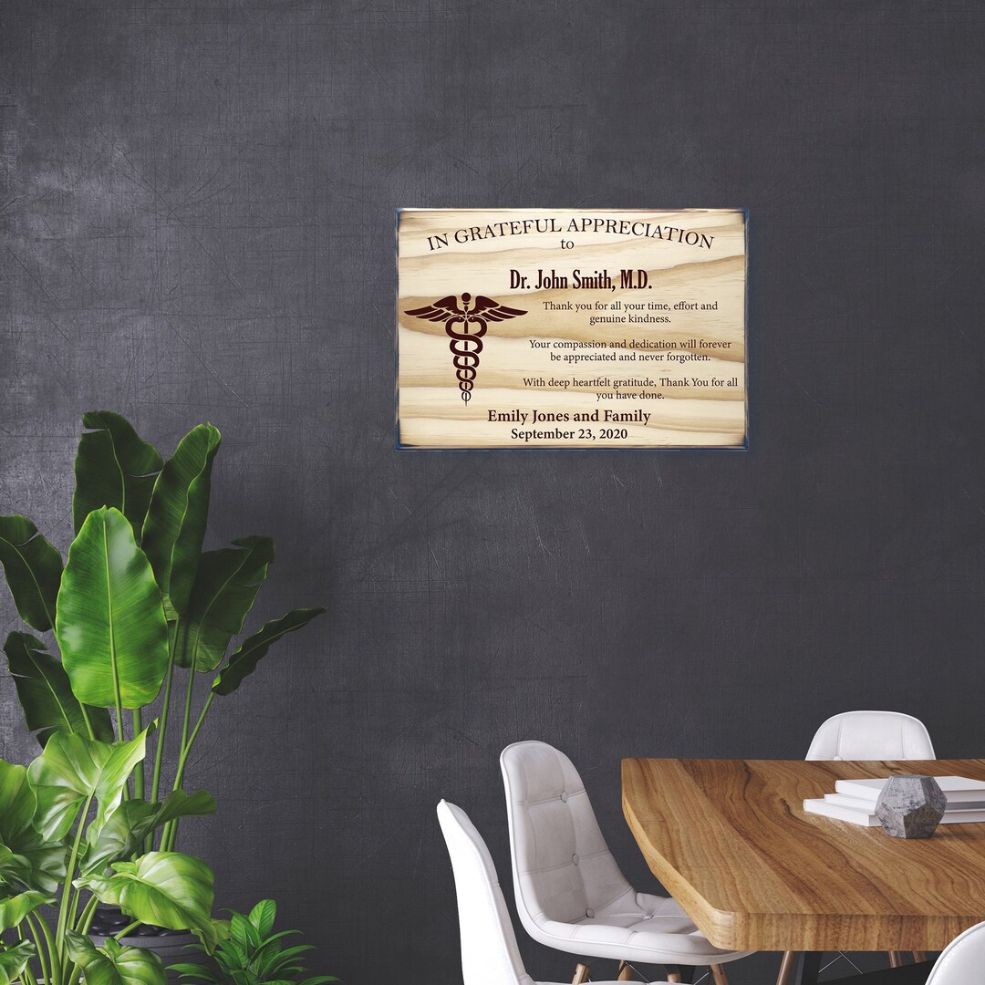 Doctor Appreciation Plaque MD Thank You, Recognition Gift, Physician ...