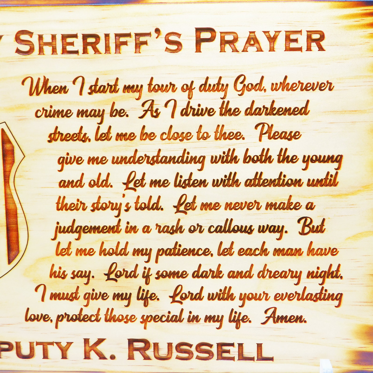 Deputy Sheriff Gift Personalized Prayer Prayer Plaque | Etsy