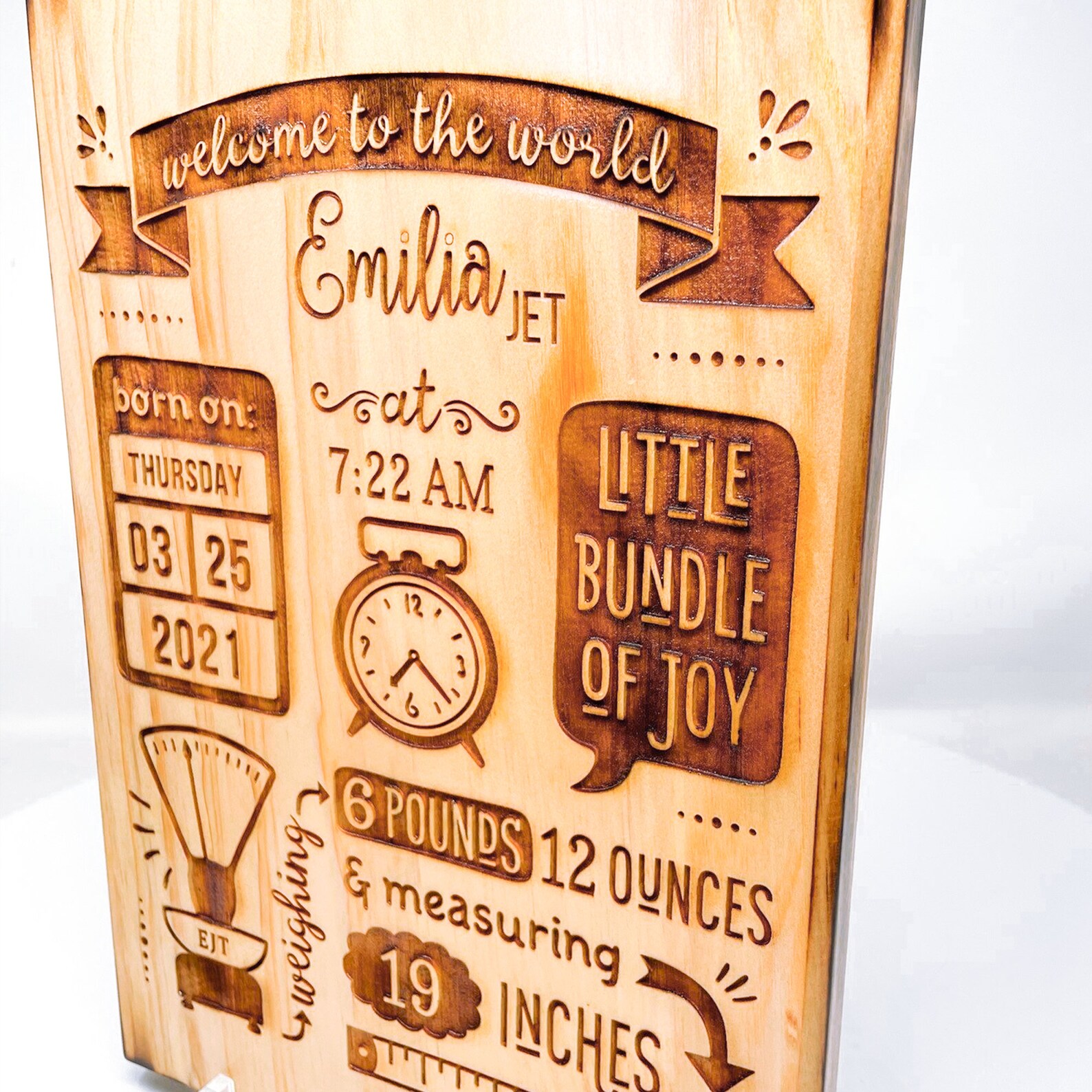 Personalized Wooden Birth Stats Sign Birth Announcement Baby | Etsy