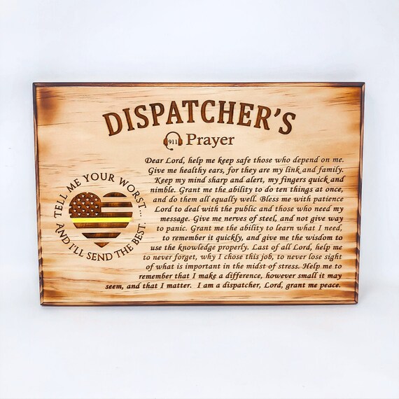 Personalized Dispatcher's Prayer Plaque Thin Yellow Line | Etsy