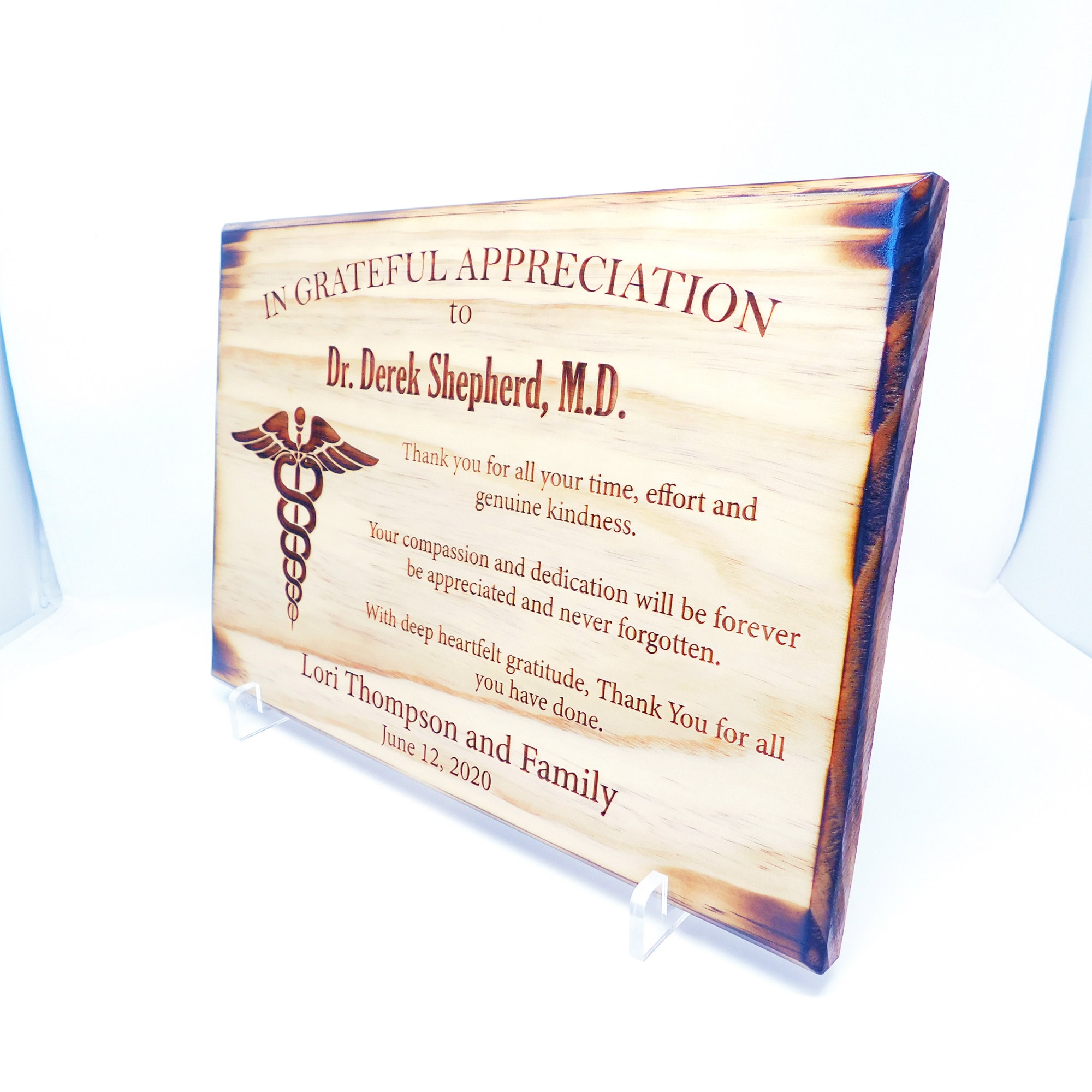 Doctor Appreciation Plaque MD Thank You Recognition Gift | Etsy