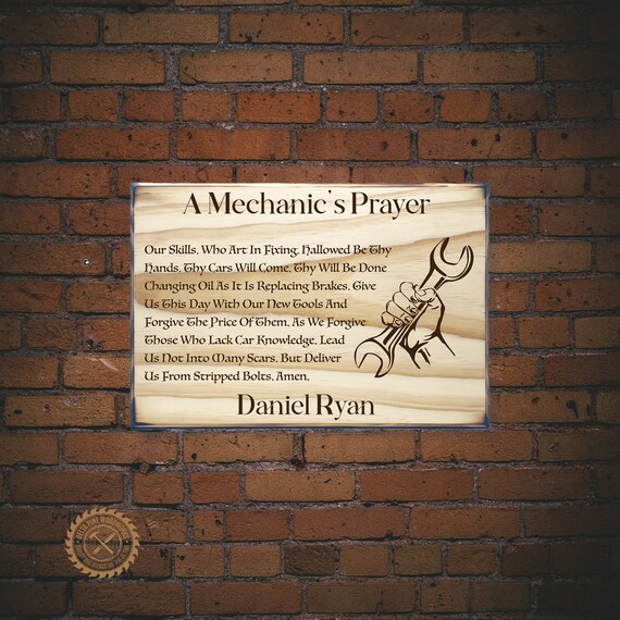Personalized Mechanics Prayer Plaque Gift for a Mechanic Car - Etsy Canada