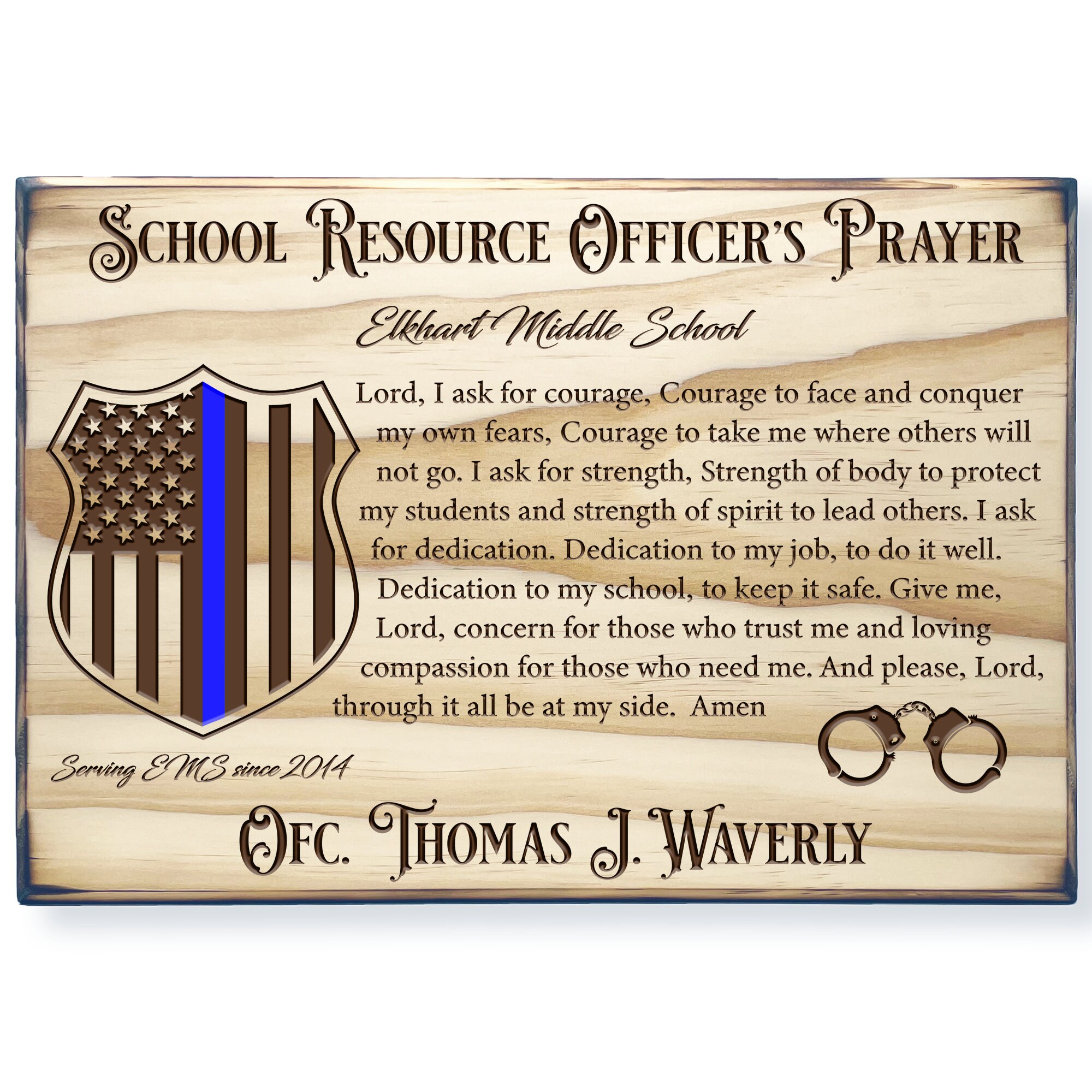 Personalized School Resource Officer Prayer Plaque SRO Gift | Etsy