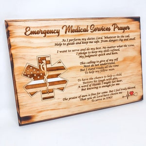 EMS Prayer Plaque, EMT Gift, Paramedic, Emergency Medical Services Gift ...