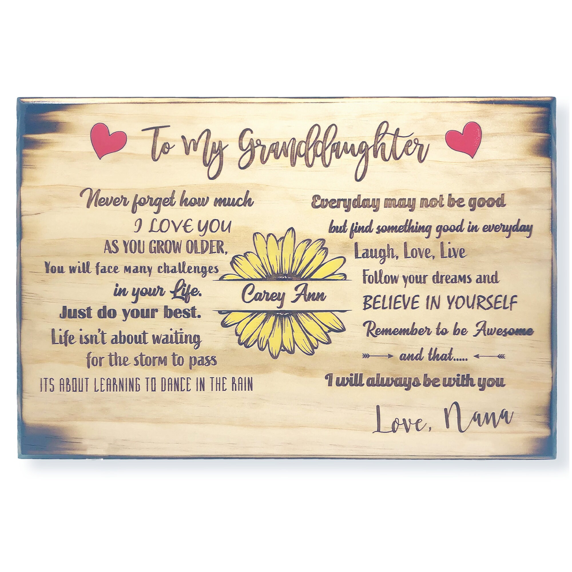 Personalized To My Granddaughter Plaque Gift from | Etsy