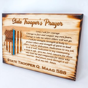 Personalized State Trooper Prayer Plaque Policeman Gift, Police Officer ...