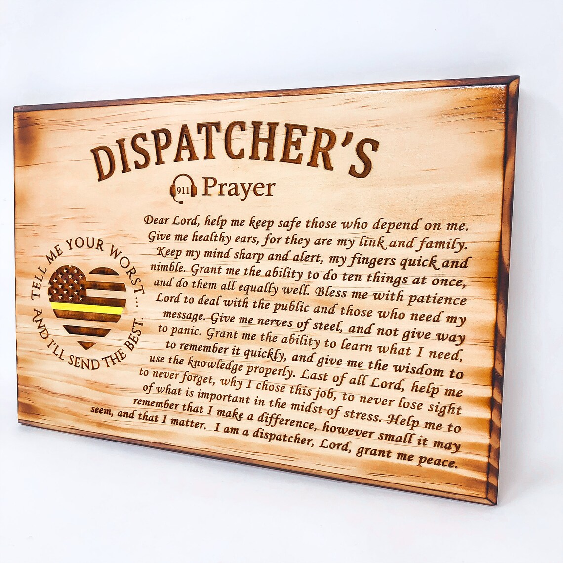 Personalized Dispatcher's Prayer Plaque Thin Yellow Line | Etsy