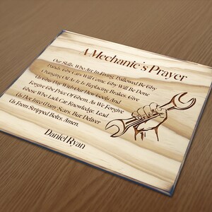 Personalized Mechanics Prayer Plaque Gift for a Mechanic, Car Mechanic ...