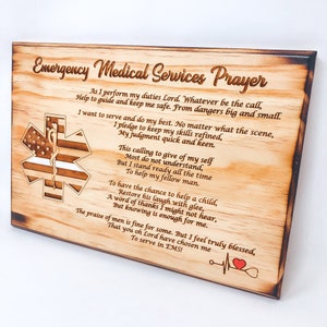 EMS Prayer Plaque, EMT Gift, Paramedic, Emergency Medical Services Gift ...