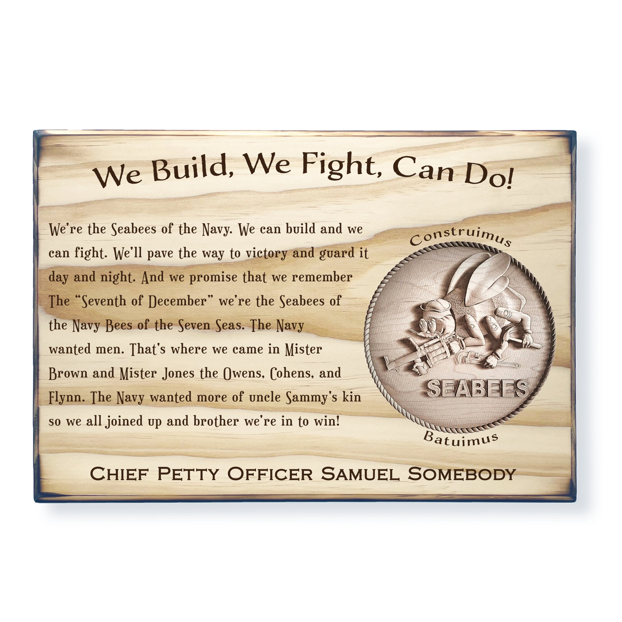 Personalized U.S. Navy Seabee Can Do Plaque Gift for Seabee | Etsy