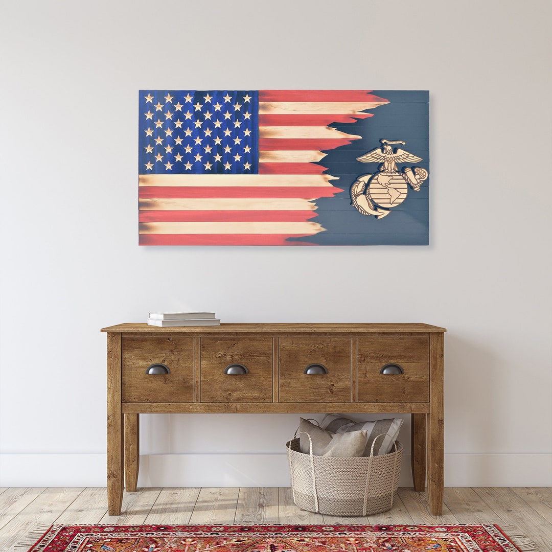 U.S. Marine Corps Flag Ripped Marine Corps Flag USMC Flag Veteran Made ...