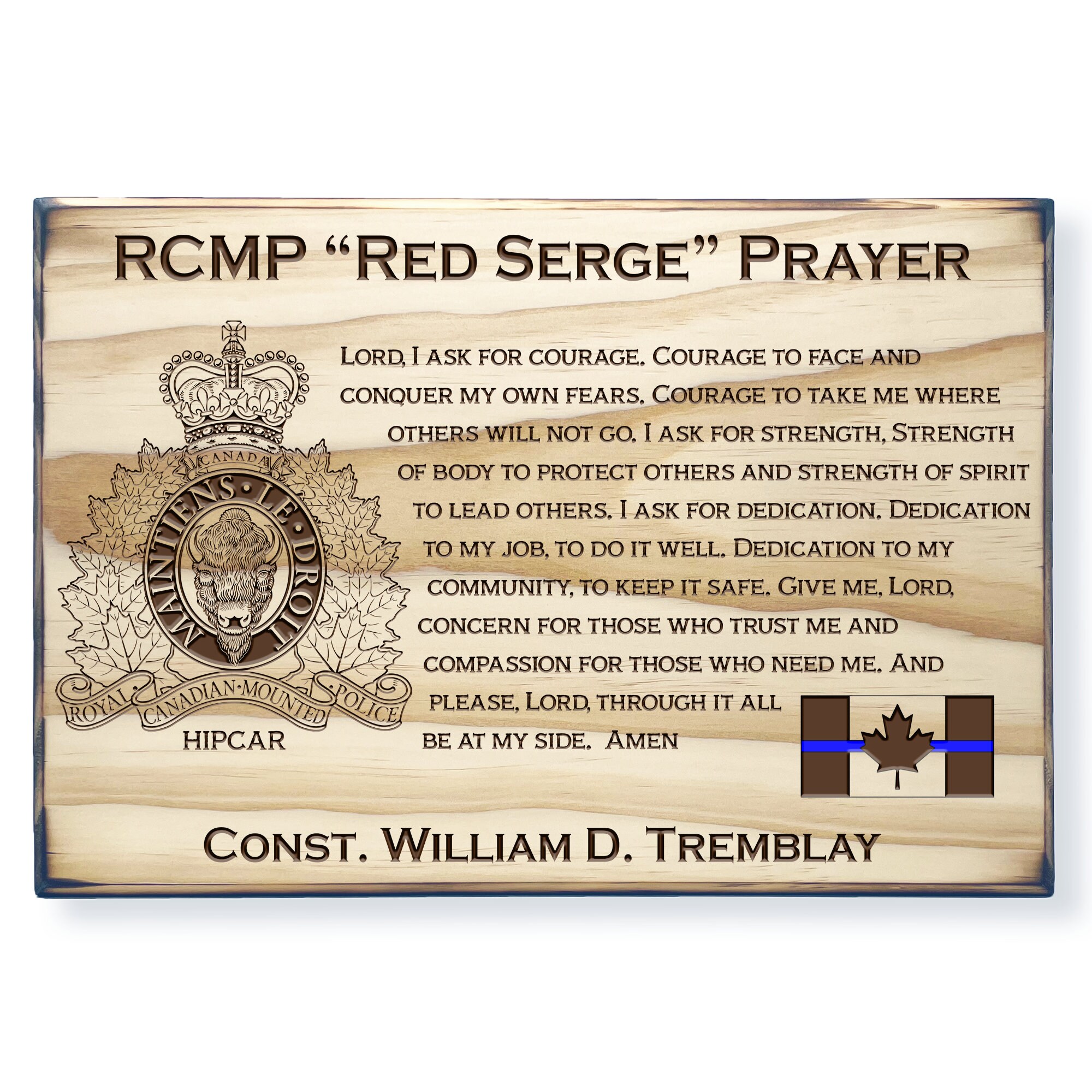Personalized RCMP Red Serge Prayer Plaque Royal Canadian - Etsy