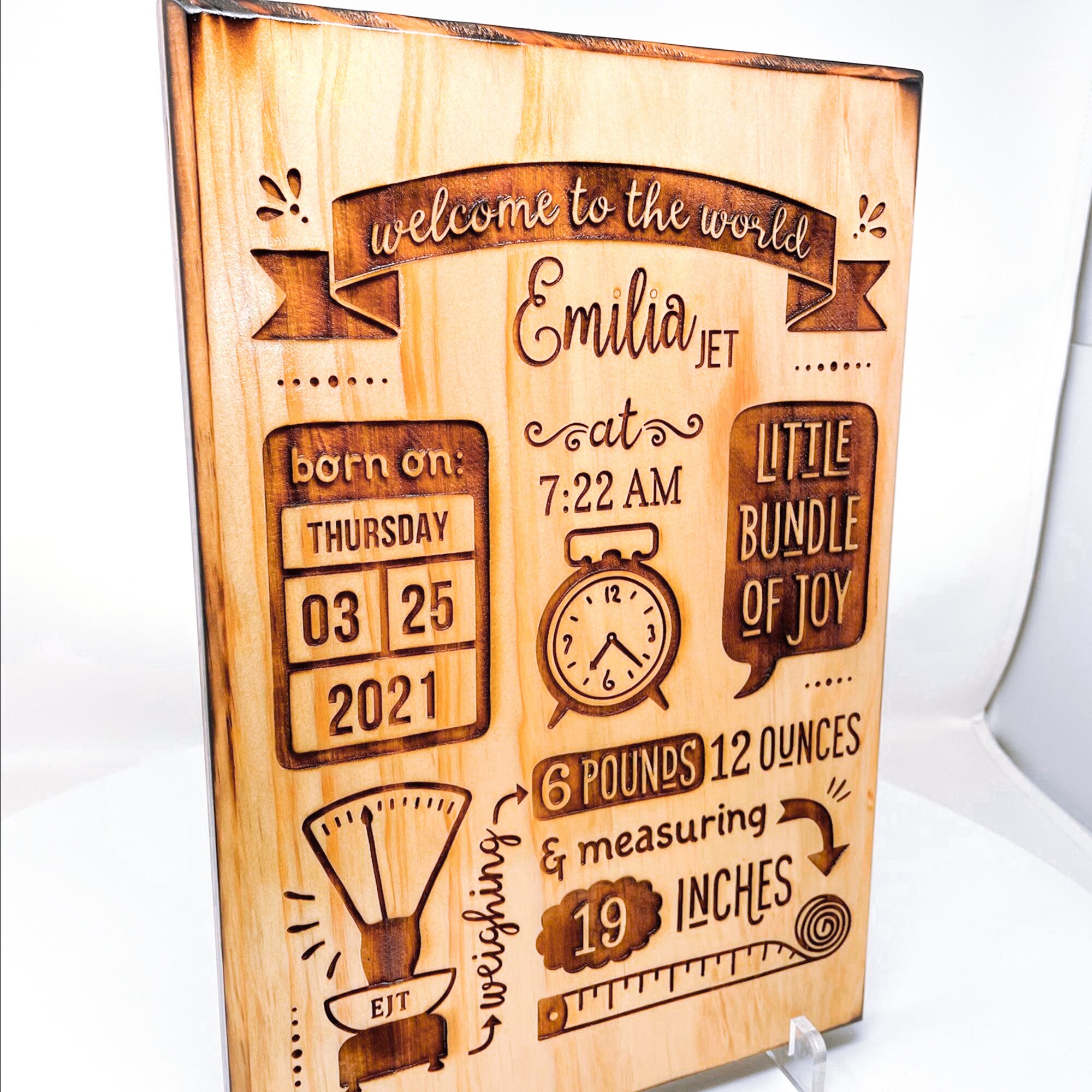 Personalized Wooden Birth Stats Sign Birth Announcement Baby | Etsy