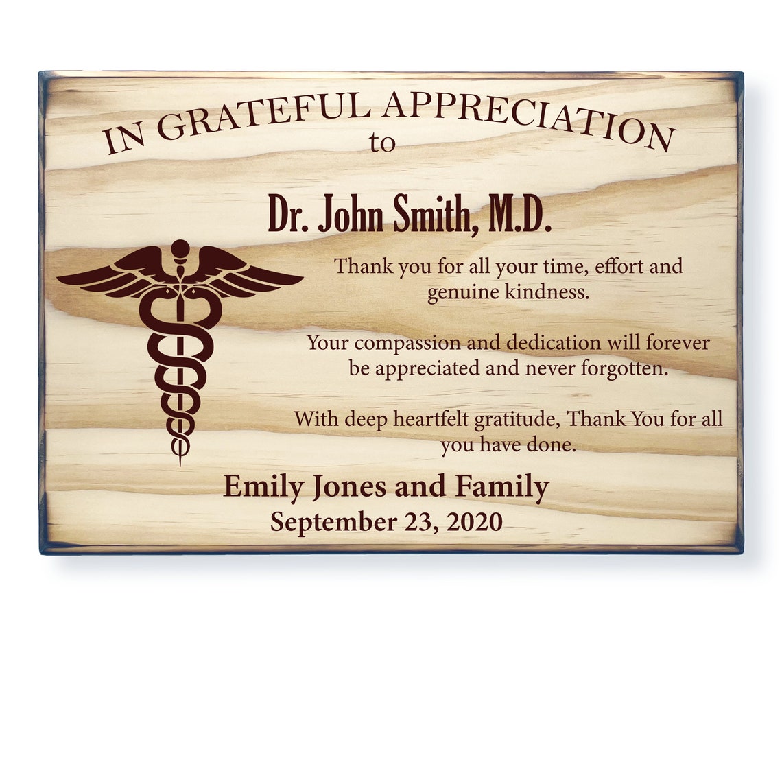 Doctor Appreciation Plaque MD Thank You Recognition Gift - Etsy
