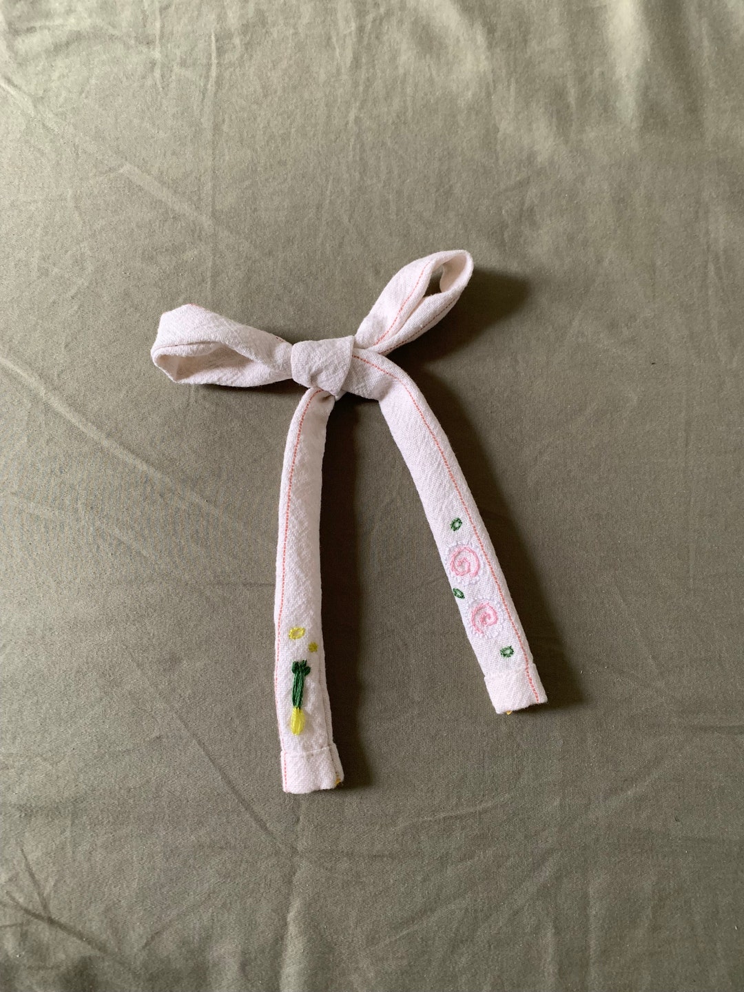 Hand Sewn Hair Ribbon With Naruto Leek Ramen Embroidery - Etsy