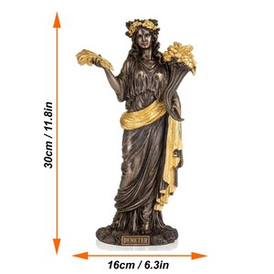 Demeter Statue, Bronze Plated Polystone Figurine, Goddess of Fertility ...