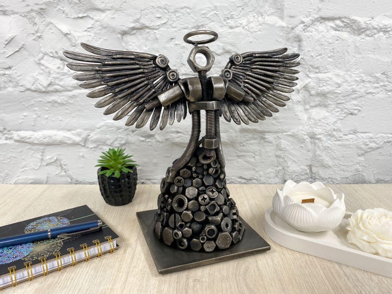 Metal Angel Sculpture – Guardian Angel Statue Made From Recycled ...
