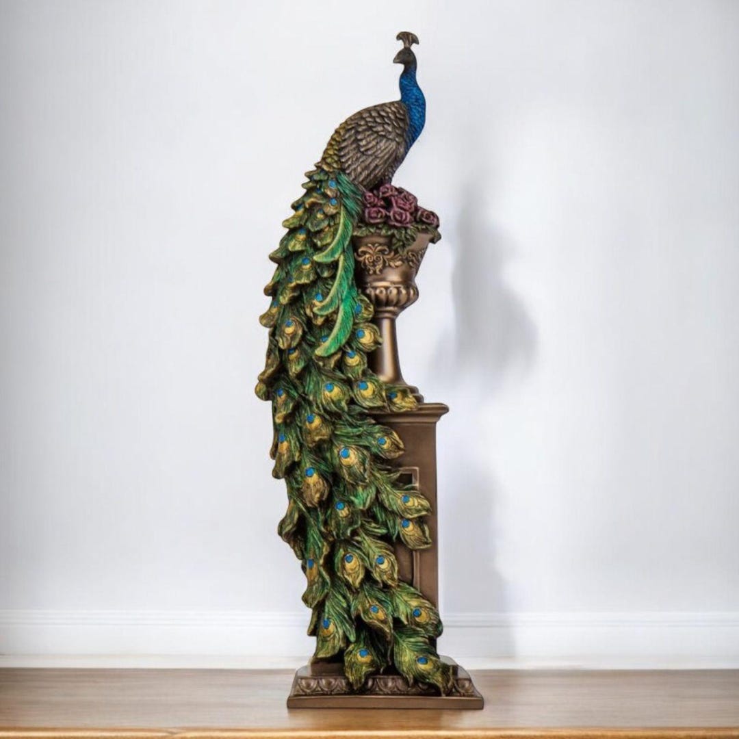 Peacock Statue, Decorative Peacock Figurine as a Gift, Statuettet of ...