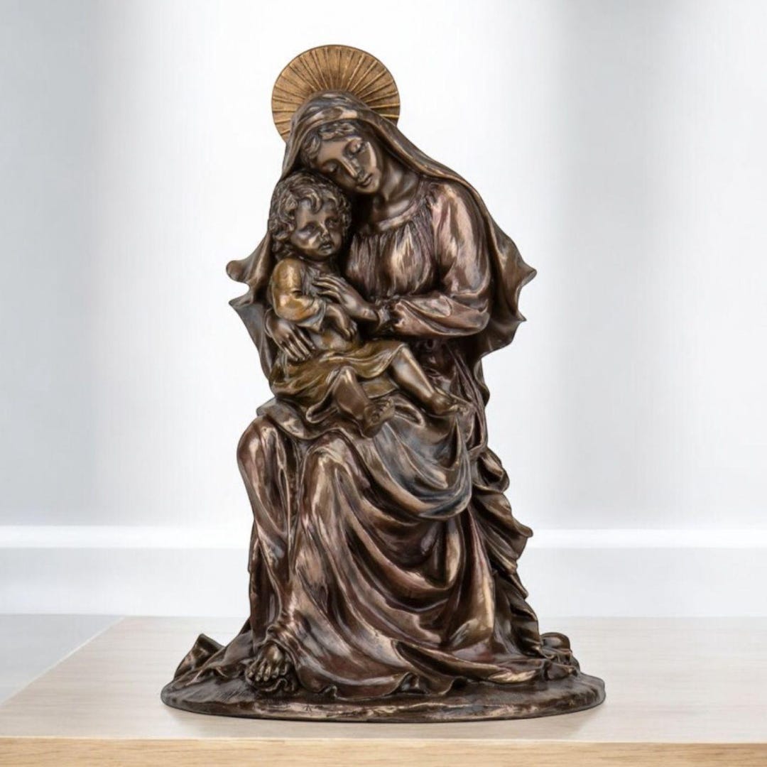 Statue Virgin Mary With Child of Stone, Statuette of the Virgin Mary ...