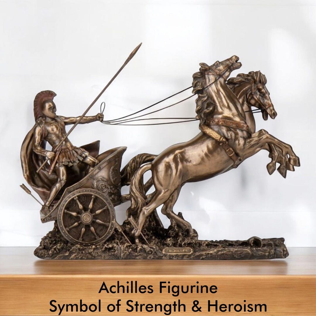 Achilles Statue, Greek Warrior Figurine, Bronze Plated Artificial Stone ...