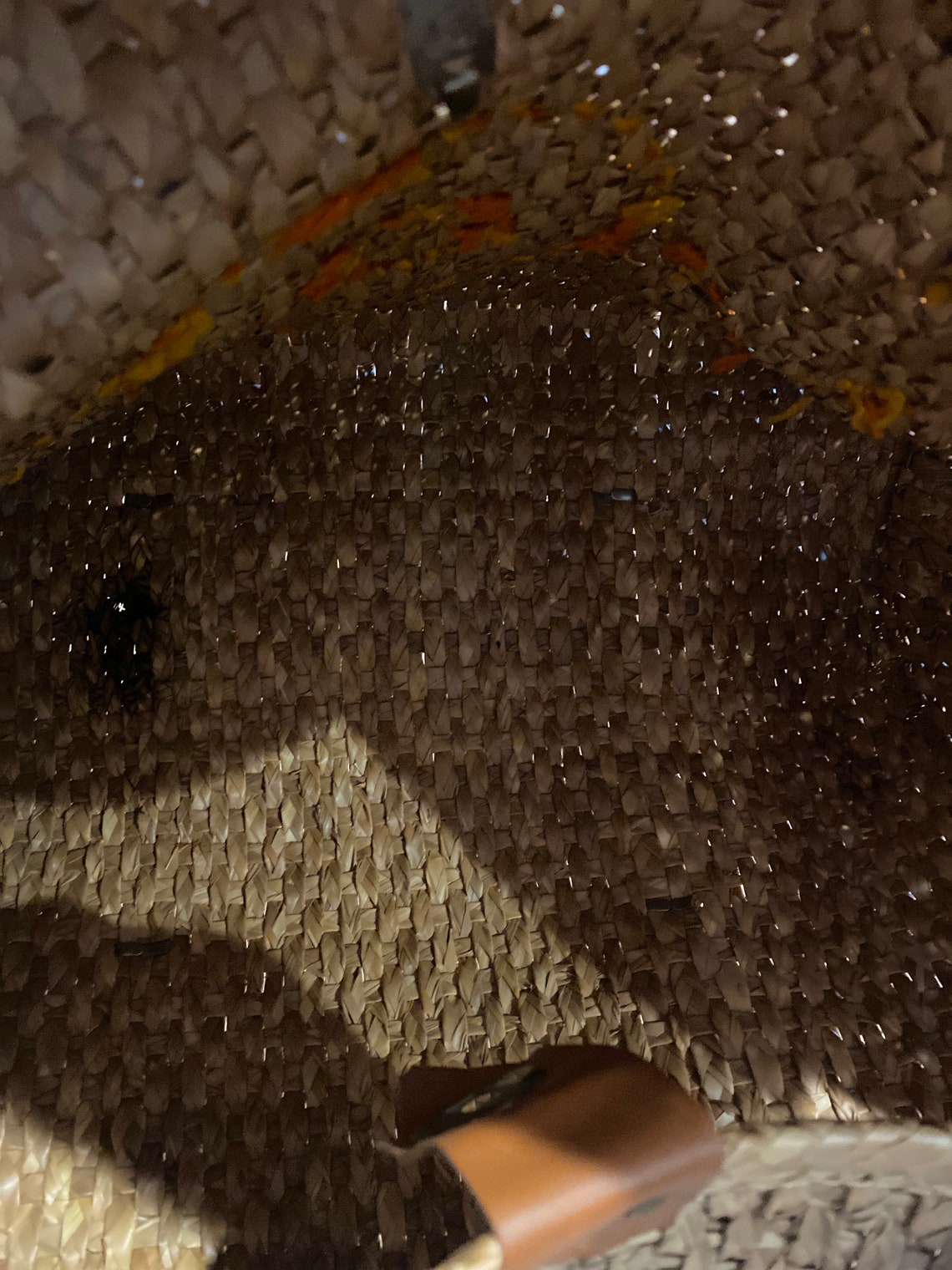 Vintage 1960s or 1970s Woven Straw and Palm Yellow / Orange | Etsy