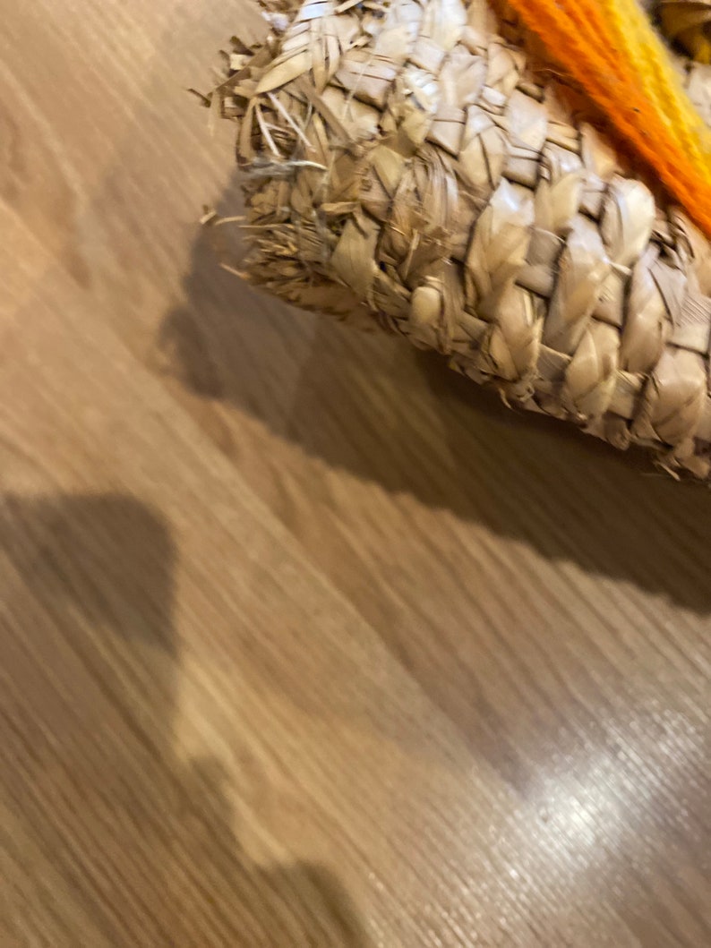 Vintage 1960s or 1970s Woven Straw and Palm Yellow / Orange | Etsy