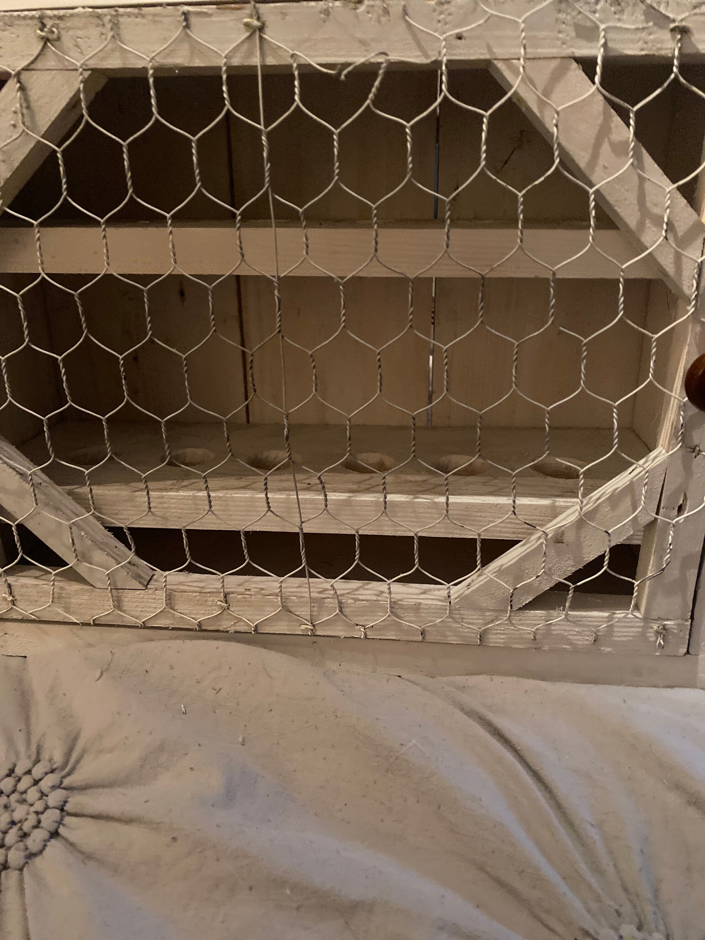 Vintage chicken wire white wood cabinet handmade | Etsy