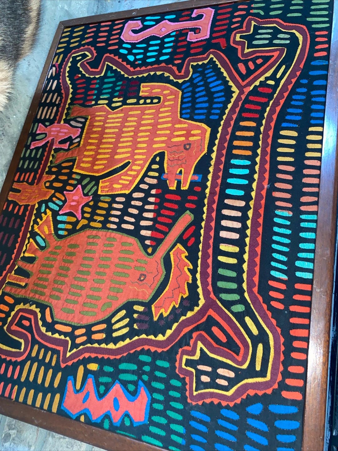 Vintage Panama Mola 1970s Embroidery Quilted Handmade Folk Art 22 X 17 ...
