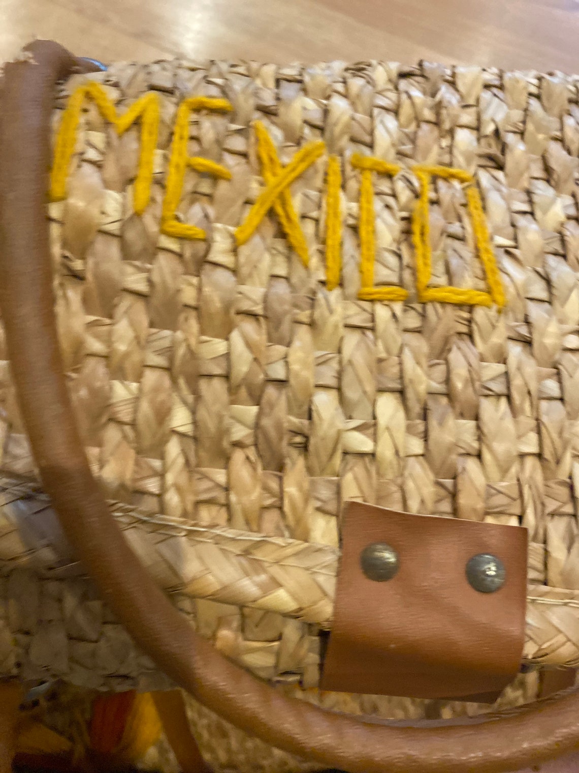 Vintage 1960s or 1970s Woven Straw and Palm Yellow / Orange | Etsy