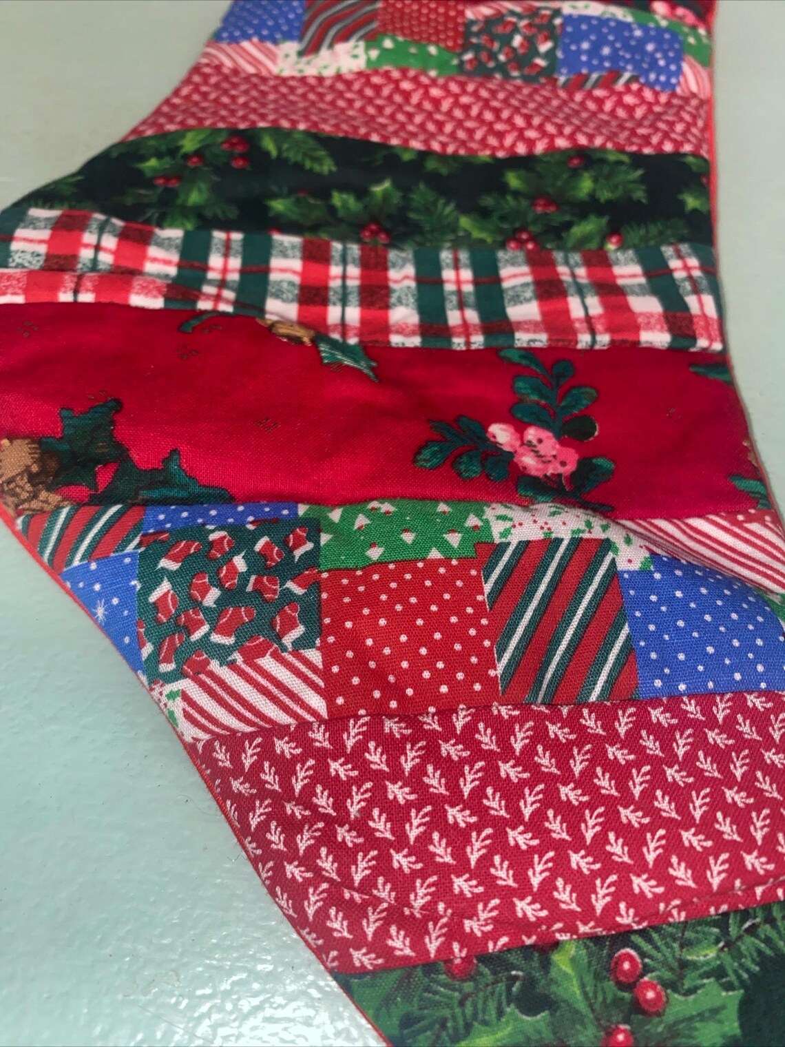 Vintage Handmade Christmas Stocking Holiday Fabric 17 Inches Length - Etsy
